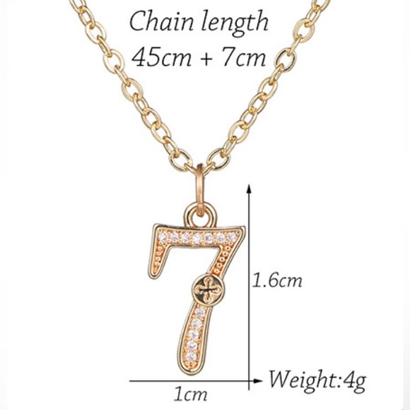 Jewelry | Number 7 Gold Plated Necklace Jewelry Number Seven | Poshmark